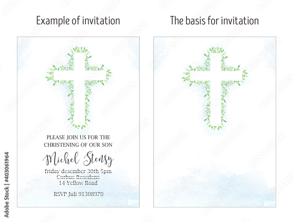 Epiphany invitation card, watercolor card. Baptism invitation cards ...