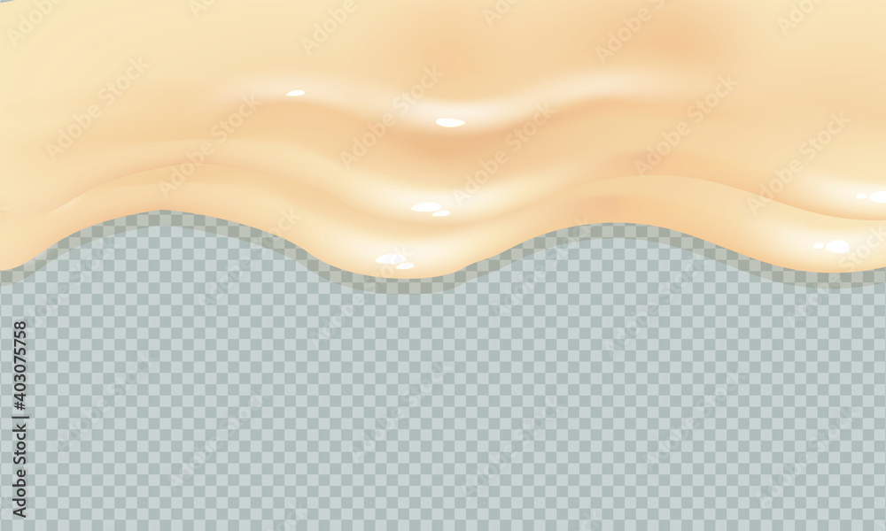 Flowing realistic liquid mayonnaise on transparent background.Spreading ...