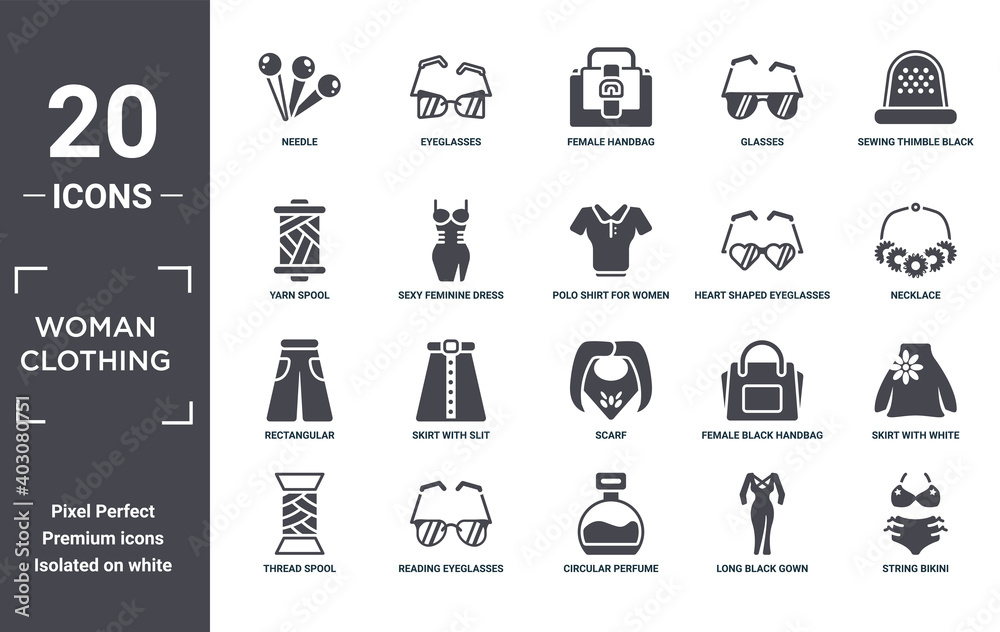 woman.clothing icon set. include creative elements as needle, sewing ...