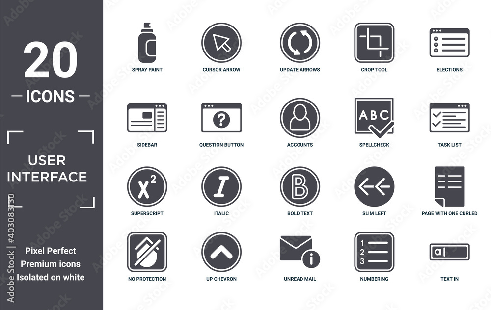 user.interface icon set. include creative elements as spray paint ...