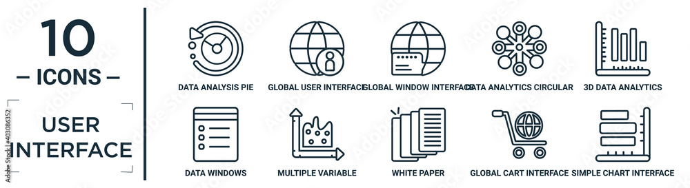 user.interface linear icon set. includes thin line data analysis pie ... user.interface linear icon set. includes thin line data analysis pie ...