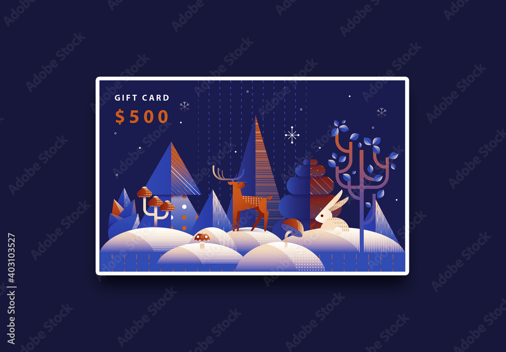 Christmas Gift Card Layout in Art Deco Style Stock Template | Adobe Stock