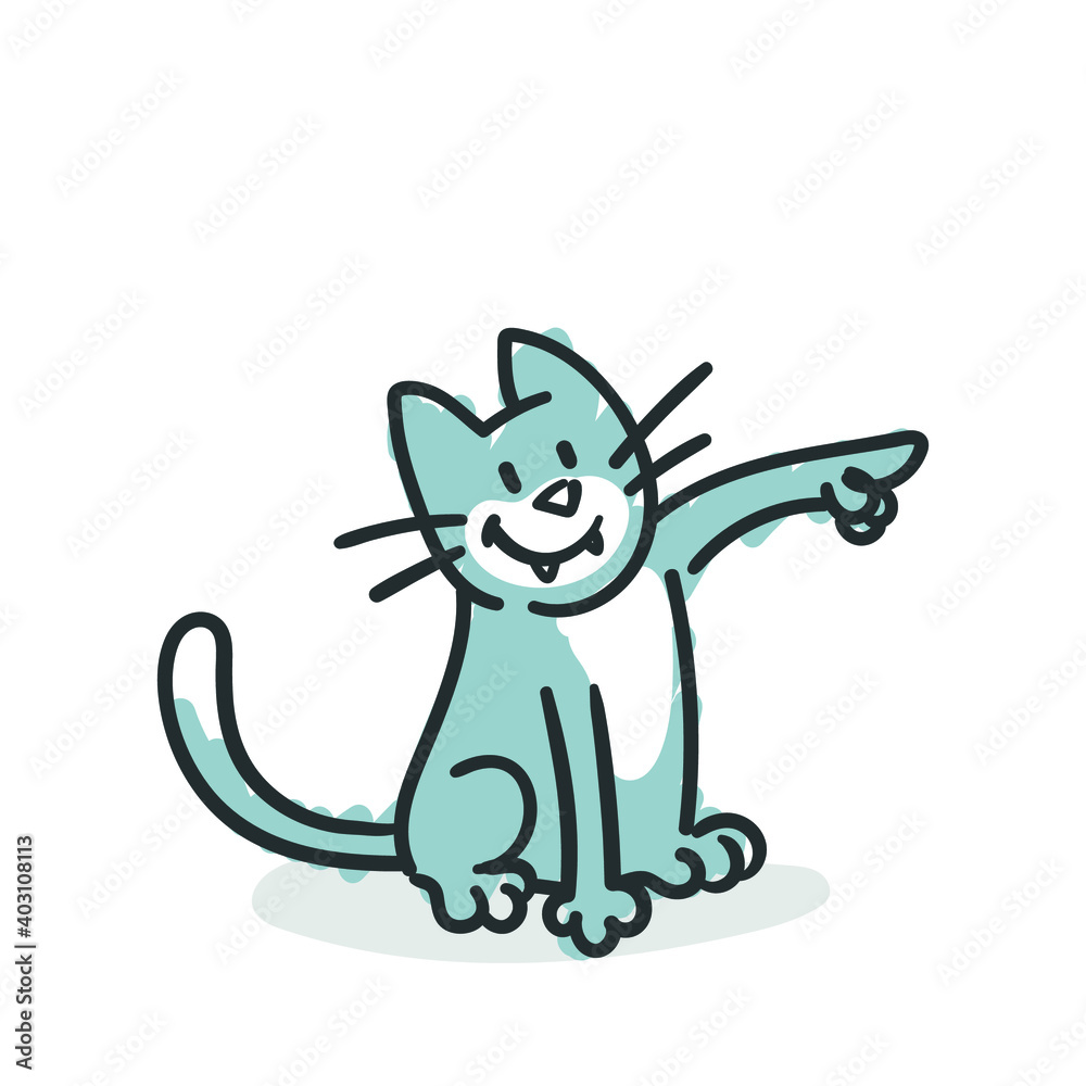 Cat Pointing Finger