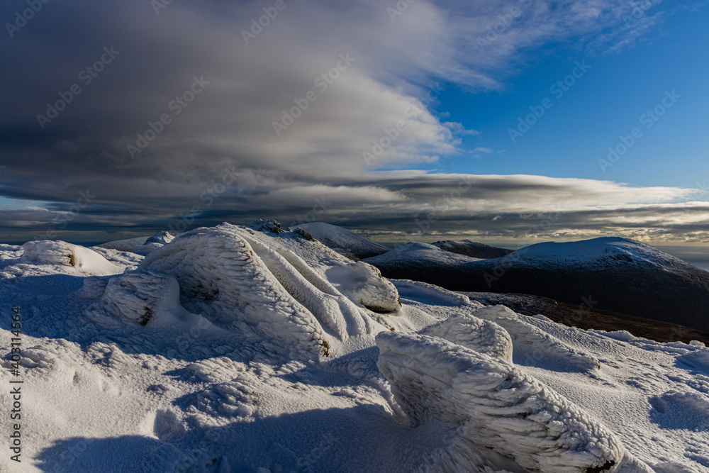 Winter snow scenes in The Mourne Mountains, Area of outstanding natural ...