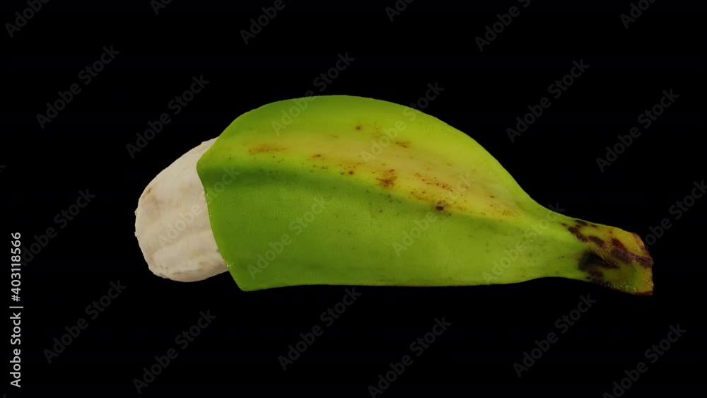 Realistic render of a rotating partially peeled Cooking Banana (Saba ...