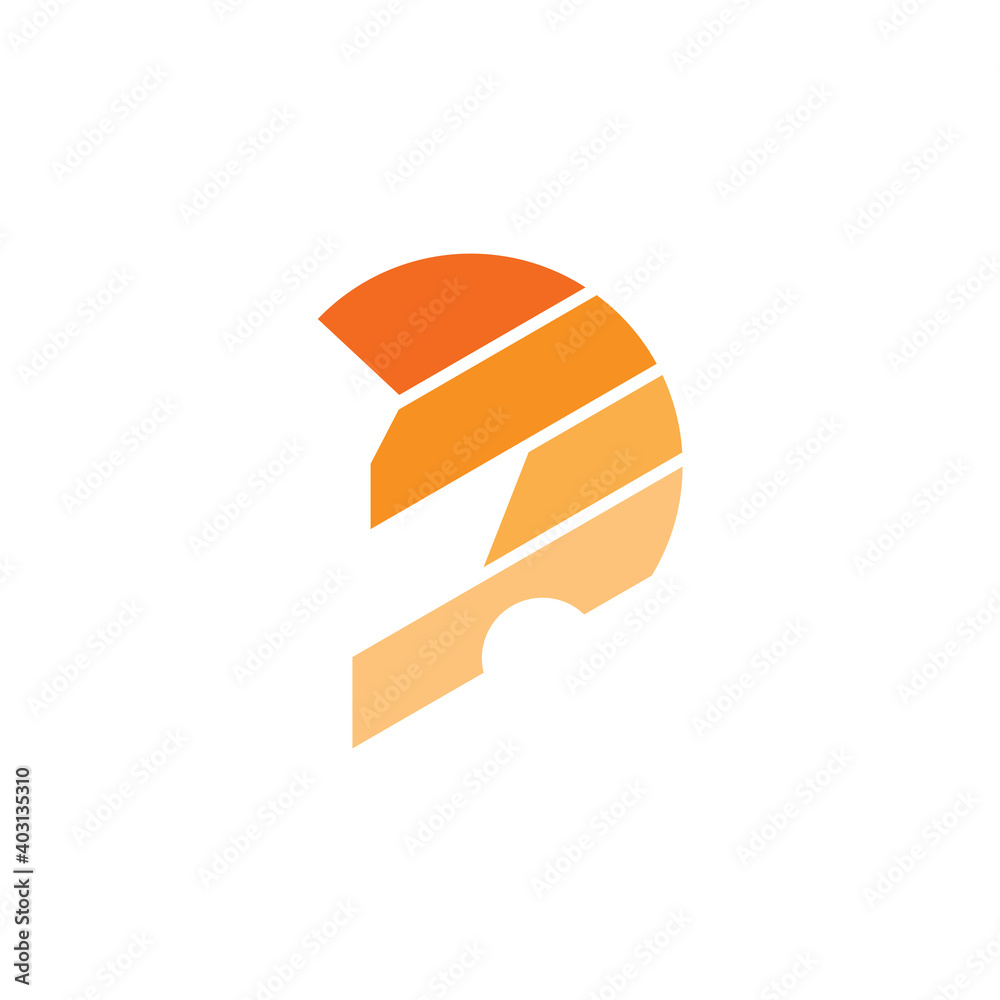 sun warrior logo, spartan helmet design in flat orange color style ...