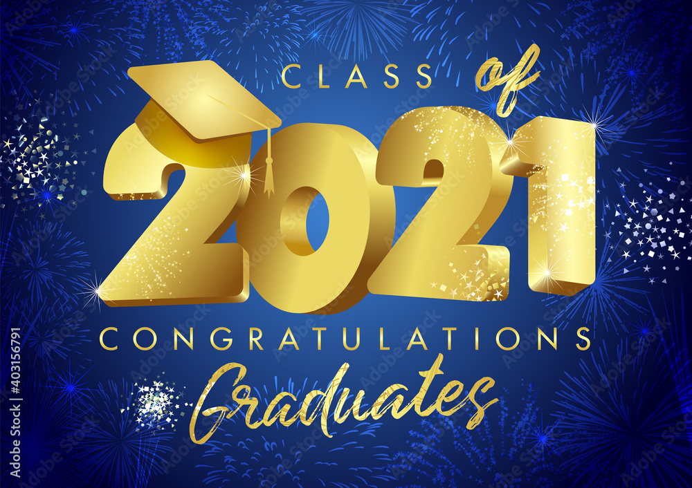 Class of 2021 year graduation banner, awards concept. Class off holiday ...