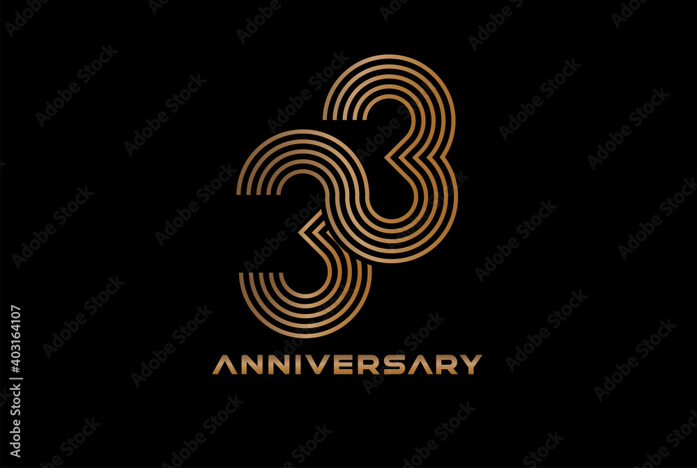 Abstract Number 33 Gold Logo, Number 33 monogram line style can be used ...