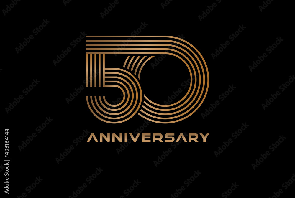 Abstract Number 50 Gold Logo, Number 50 monogram line style can be used ...