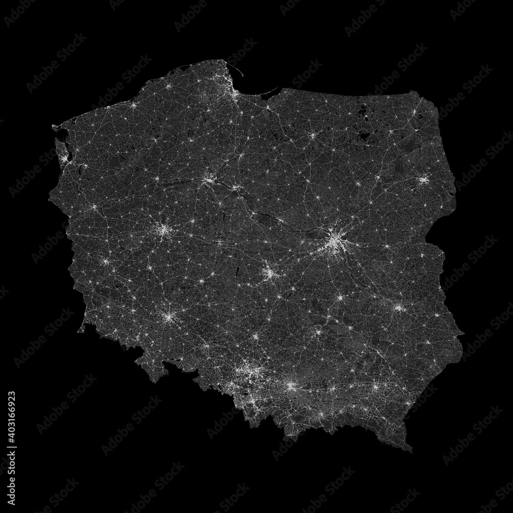 Poland map. Road map of Poland. It includes all roads of the country ...