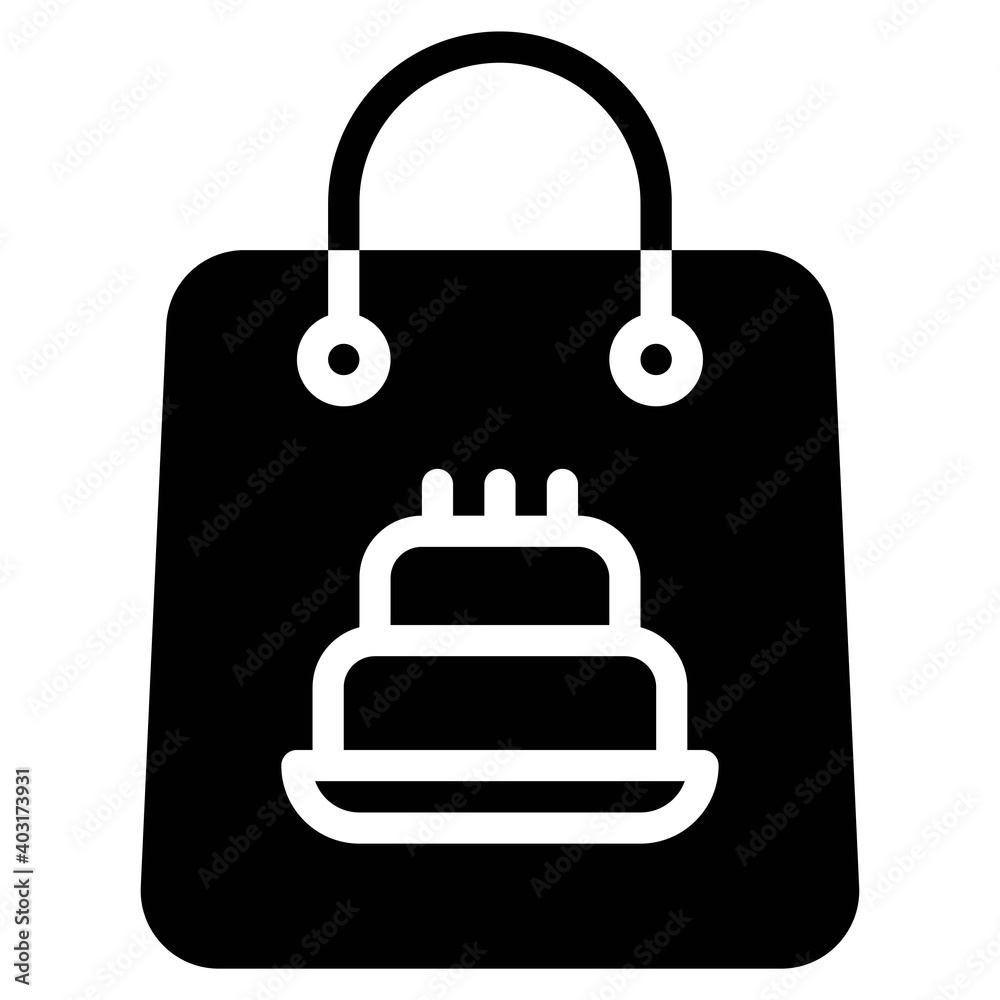 Birthday gift bag icon, Birthday party related vector illustration ...