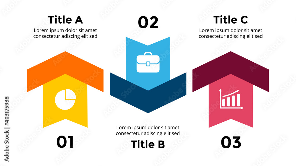 Arrows Vector Infographic. Presentation slide template. 3 steps chart ...