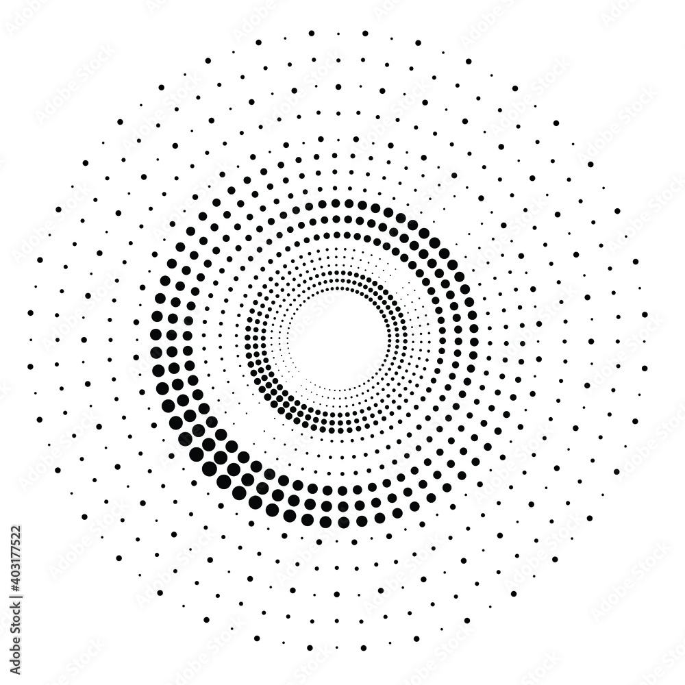 Halftone dots in circle form. round logo . vector dotted frame . design ...