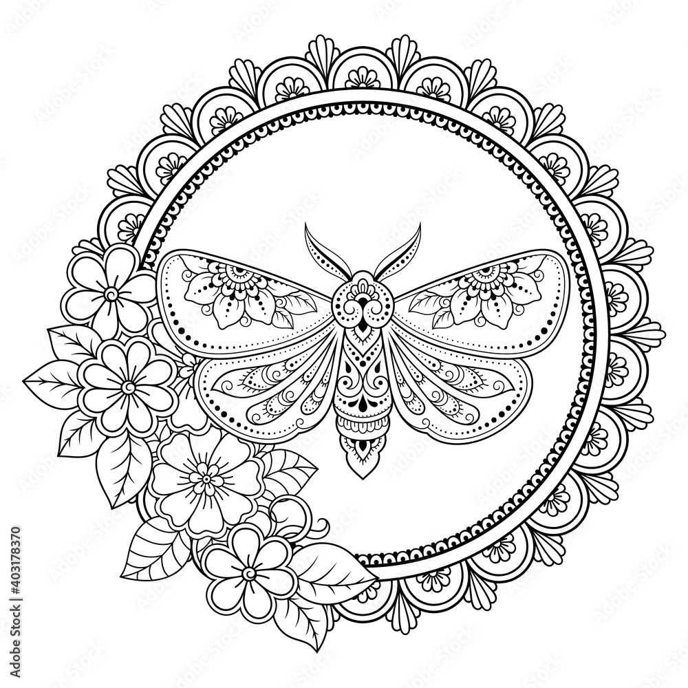 Stylized with henna tattoos decorative pattern for decorating covers ...
