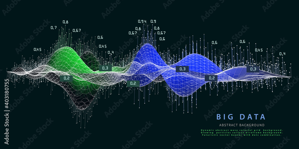 Big Data Abstract Background With Wireframe Algorithm Analyze Data Quantum Cryptography