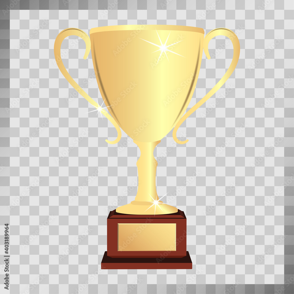 Gold cup, sport tournament trophy, vector image on transparent ...