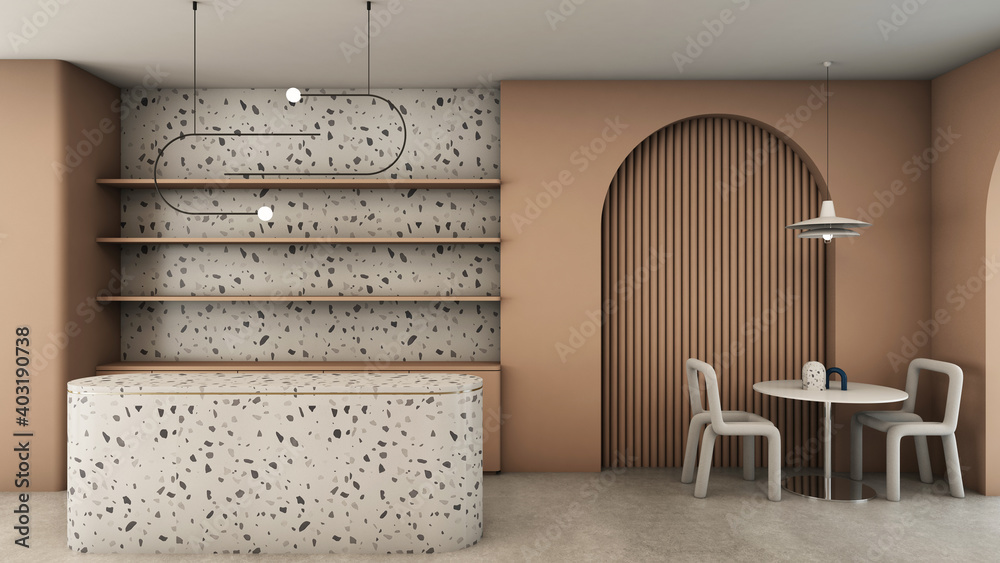 Reception design modern minimal,Granite stone counter reception,Back ...