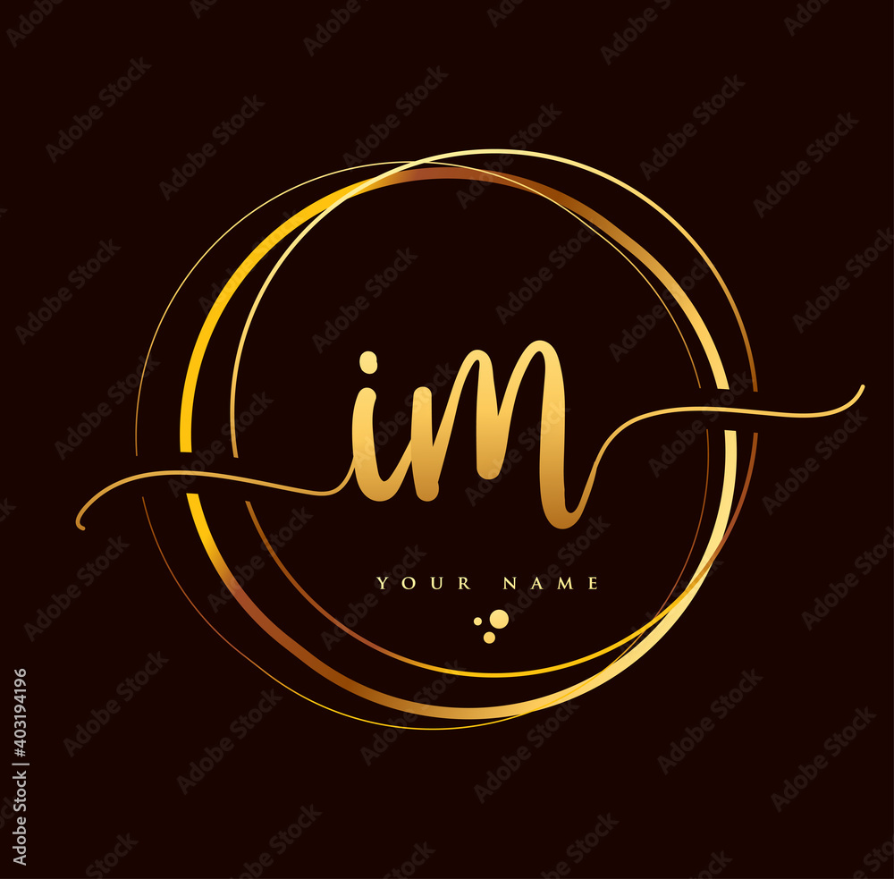 IM Initial handwriting logo golden color. Hand lettering Initials logo ...