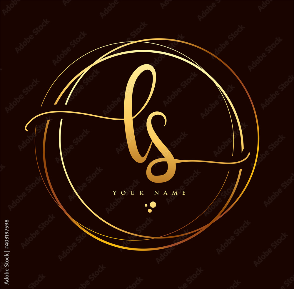 LS Initial handwriting logo golden color. Hand lettering Initials logo ...