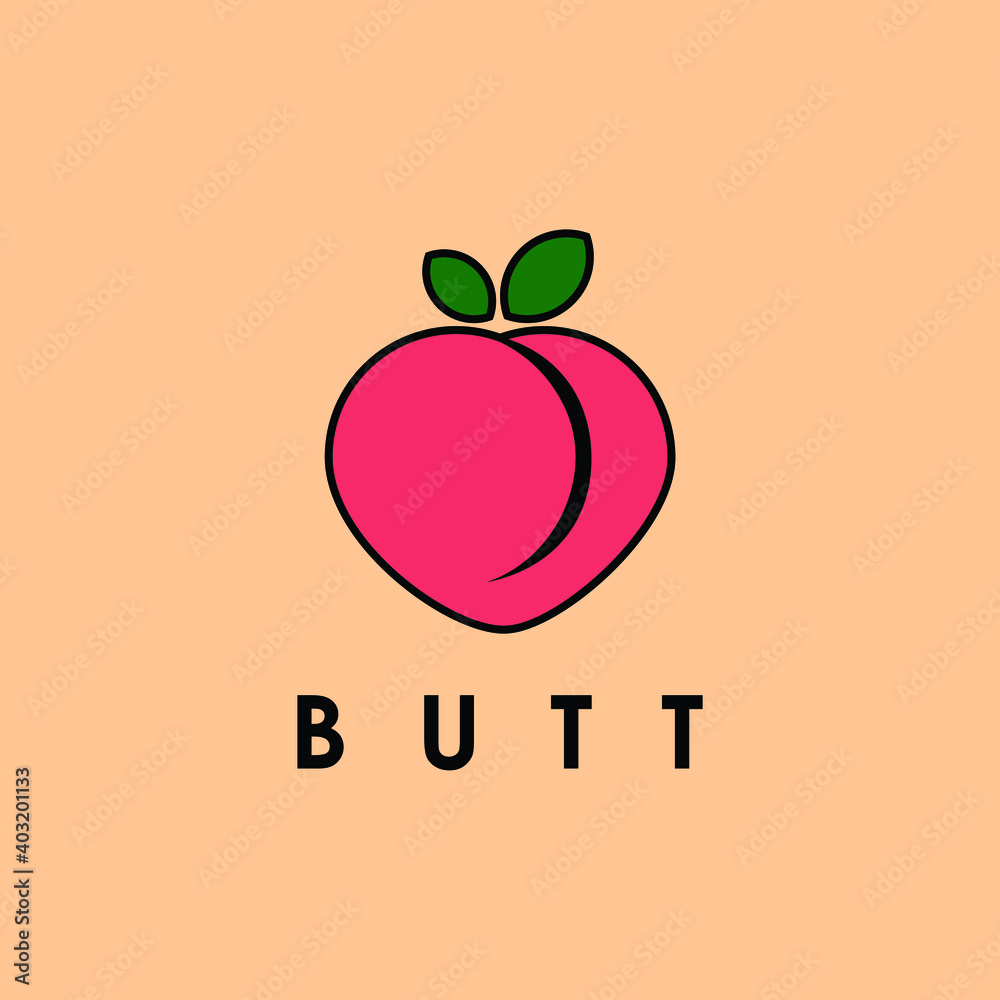 Abstract pink peach butt booty emoji logo vector icon illustration ...