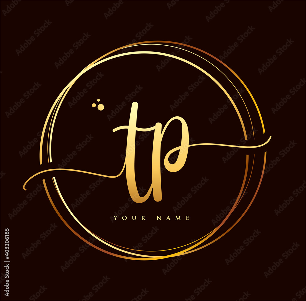 TP Initial handwriting logo golden color. Hand lettering Initials logo ...