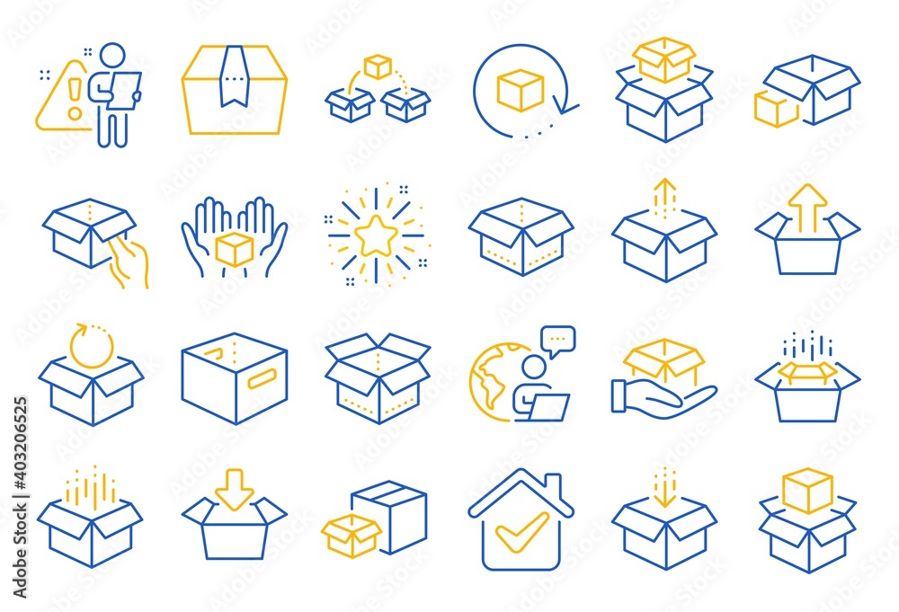 Box line icons. Package, delivery boxes, cargo box. Cargo distribution ...