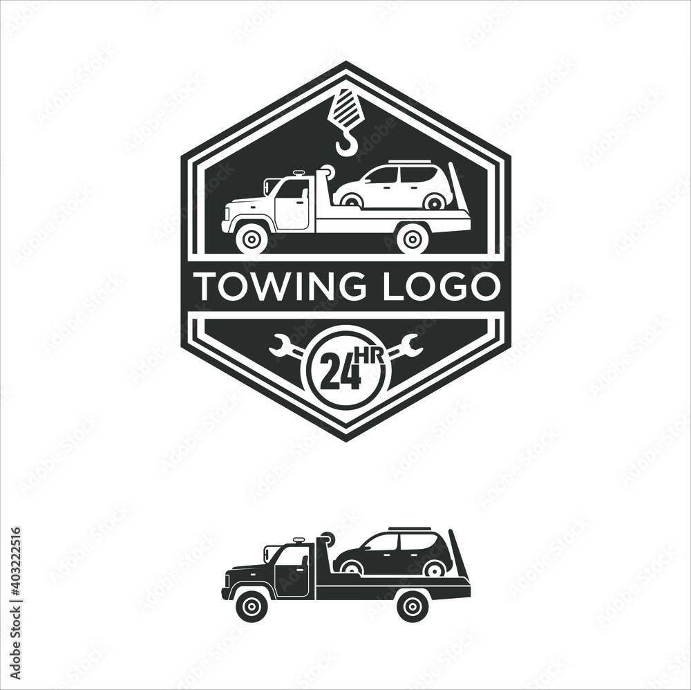 towing logo service, logo template, vector art. Stock Vector | Adobe Stock