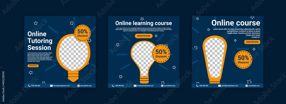 Online courses and classes. Social media post templates for digital ...