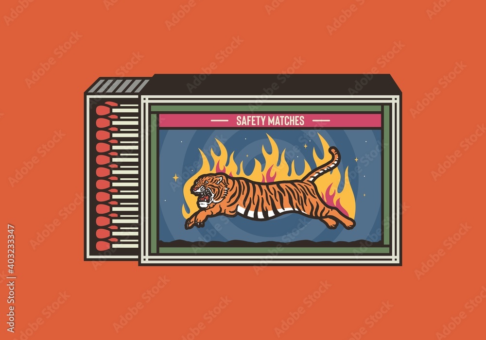 Matchbox and matches vector illustration. Vintage and unique matchbox ...