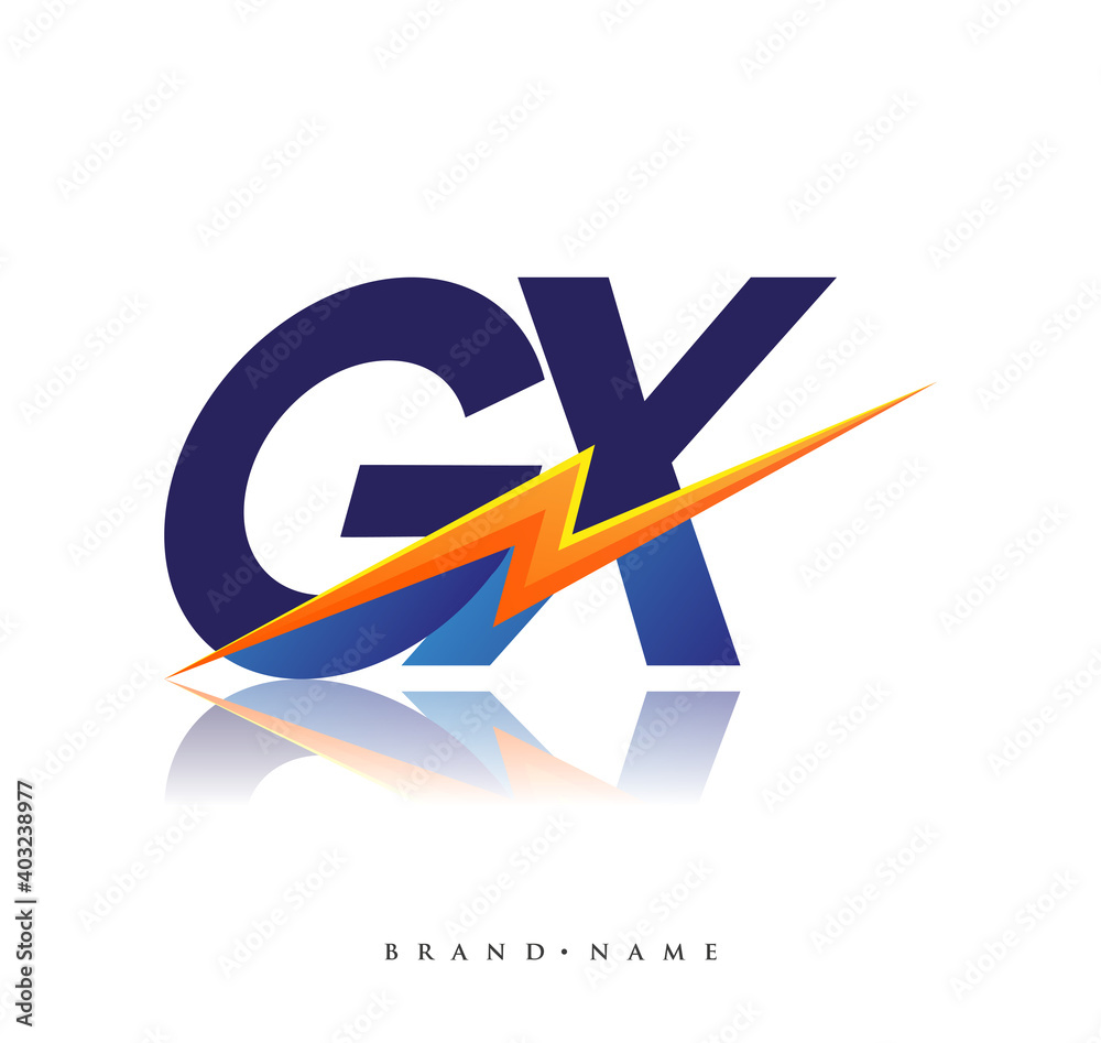 Letter GX logo with Lightning icon, letter combination Power Energy ...