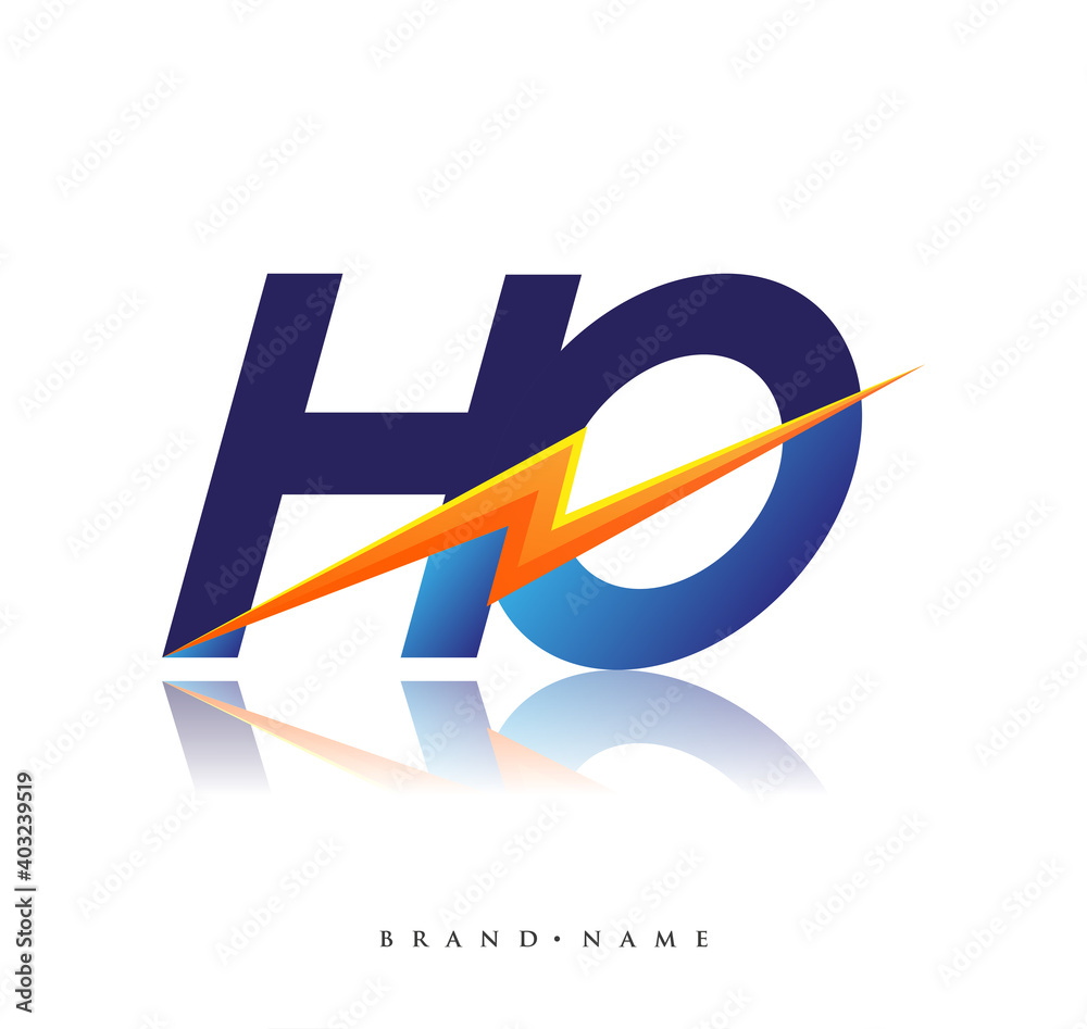 Letter HO logo with Lightning icon, letter combination Power Energy ...
