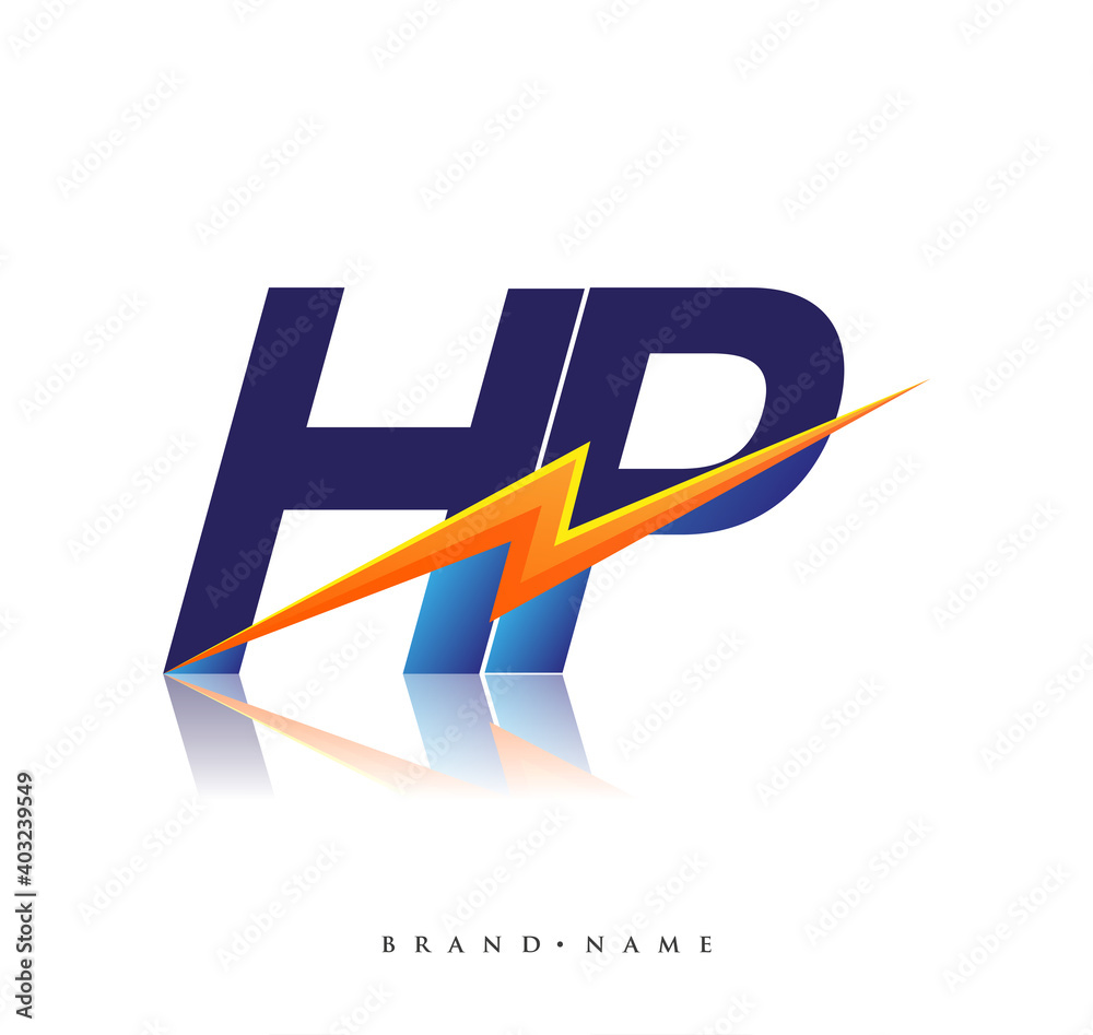 Letter HP logo with Lightning icon, letter combination Power Energy ...