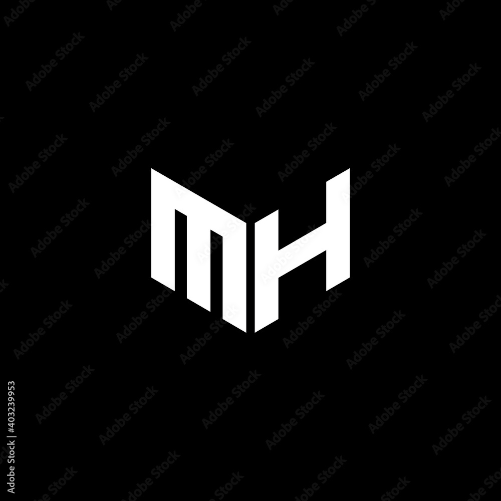 MH letter logo design with black background in illustrator, vector logo ...