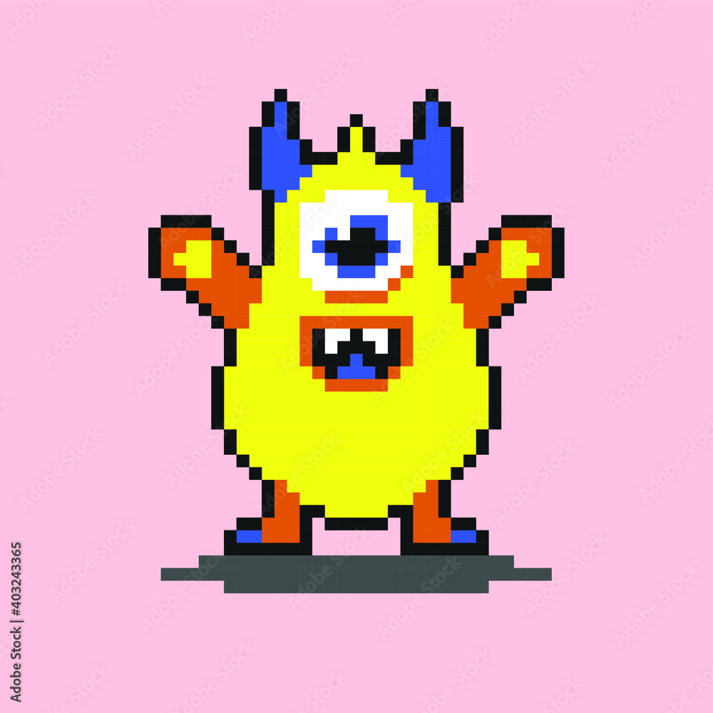 Monster vector illustration in pixel art Stock Vector | Adobe Stock