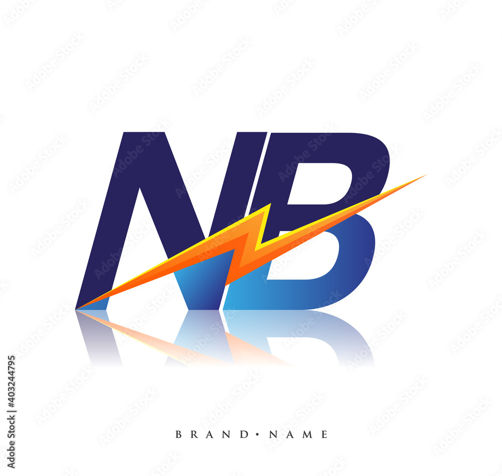 Letter NB logo with Lightning icon, letter combination Power Energy ...