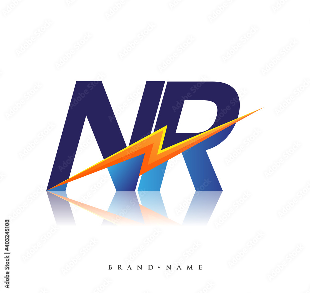 Letter NR logo with Lightning icon, letter combination Power Energy Logo design for Creative ...