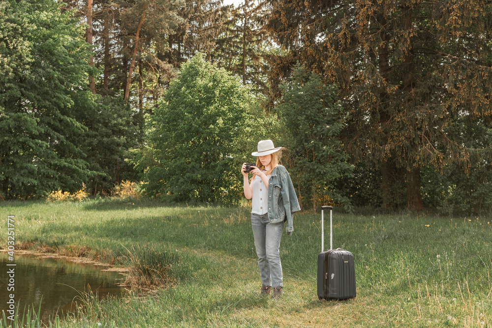 Staycations,Social distance. gen z travels alone suitcase to the covid ...