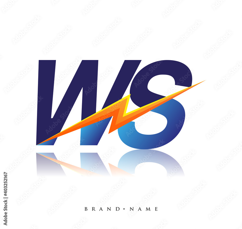 Letter WS logo with Lightning icon, letter combination Power Energy ...