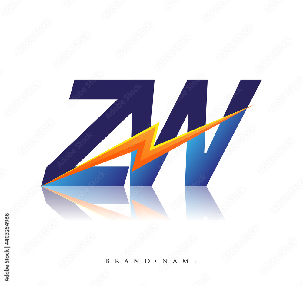 Letter ZW logo with Lightning icon, letter combination Power Energy ...