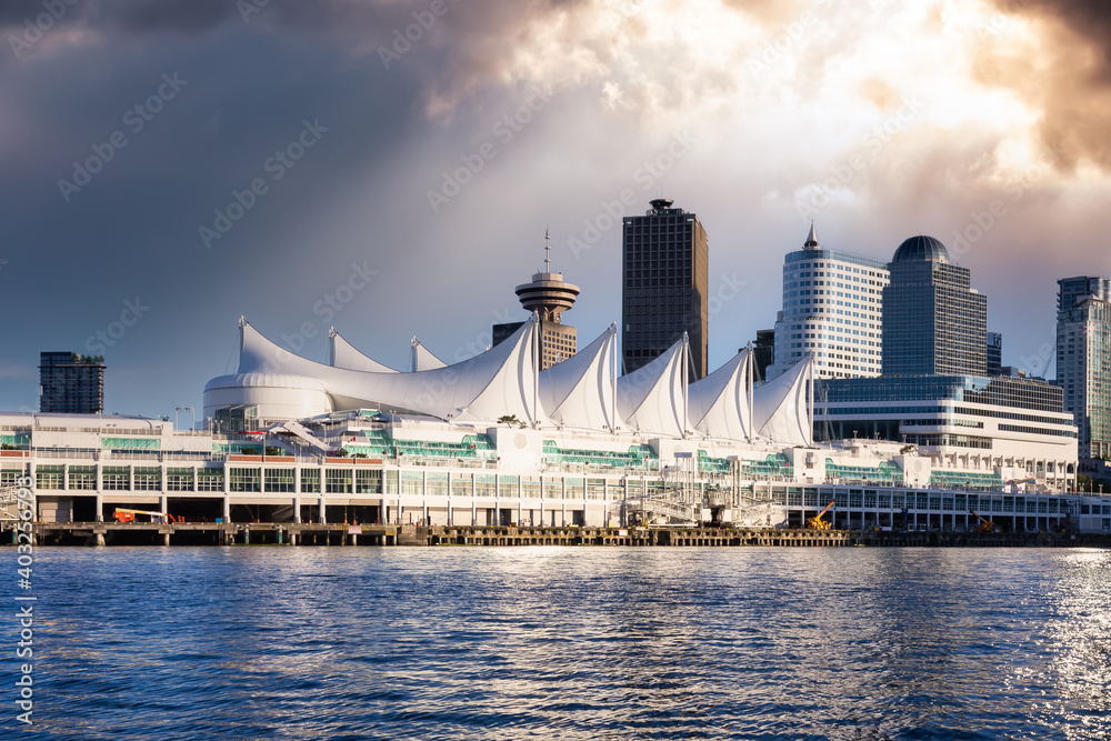Canada Place and commercial buildings in Downtown Vancouver Viewed from ...