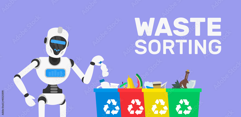 robot waste sorting garbage separation automatization process modern ...