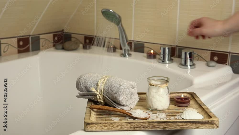 Adding Magnesium Chloride vitamin salt in foot bath water, solution ...