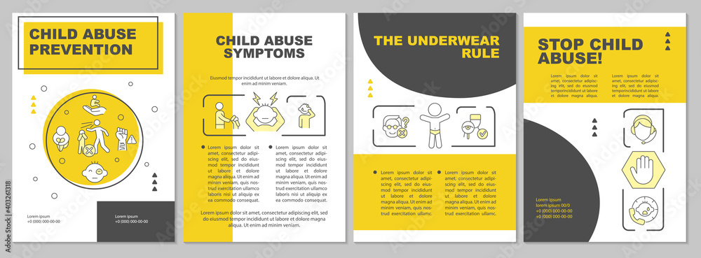 Child abuse prevention yellow brochure template. Protect minors. Flyer ...