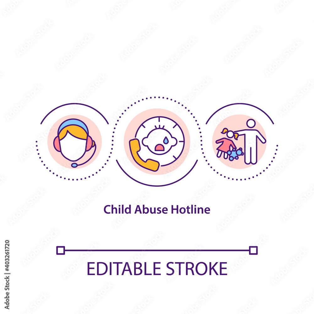 Child abuse hotline concept icon. Children protection from harassment ...
