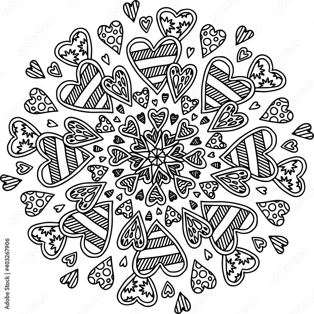 Mandala round valentine lace pattern hearts love feelings strap air ...