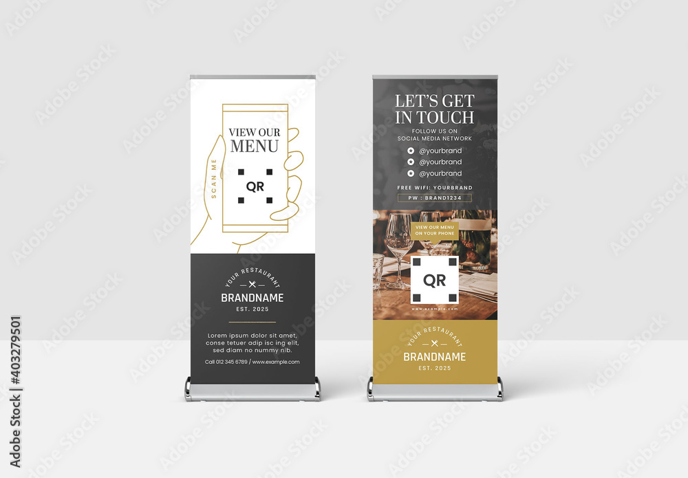 Restaurant Banner Layout with Golden theme Stock Template | Adobe Stock