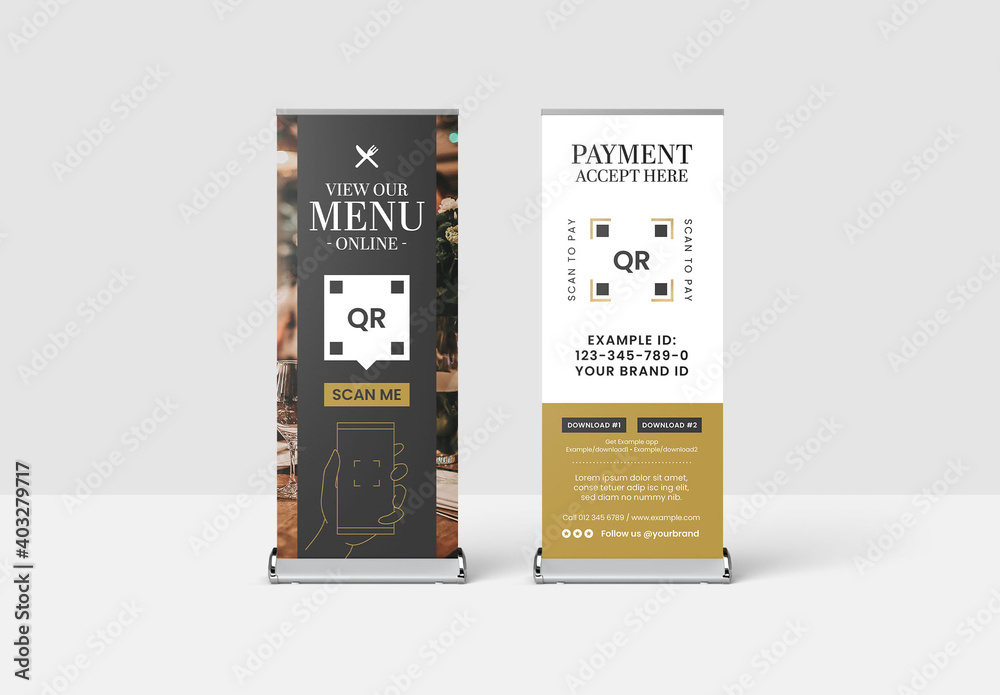Restaurant Banner Layout with Golden theme Stock Template | Adobe Stock