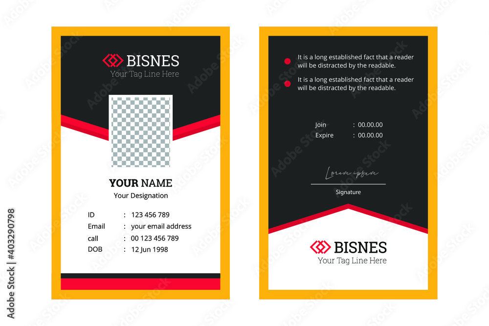 Corporate Employee Modern Identity Card Design Template Vector Image ...