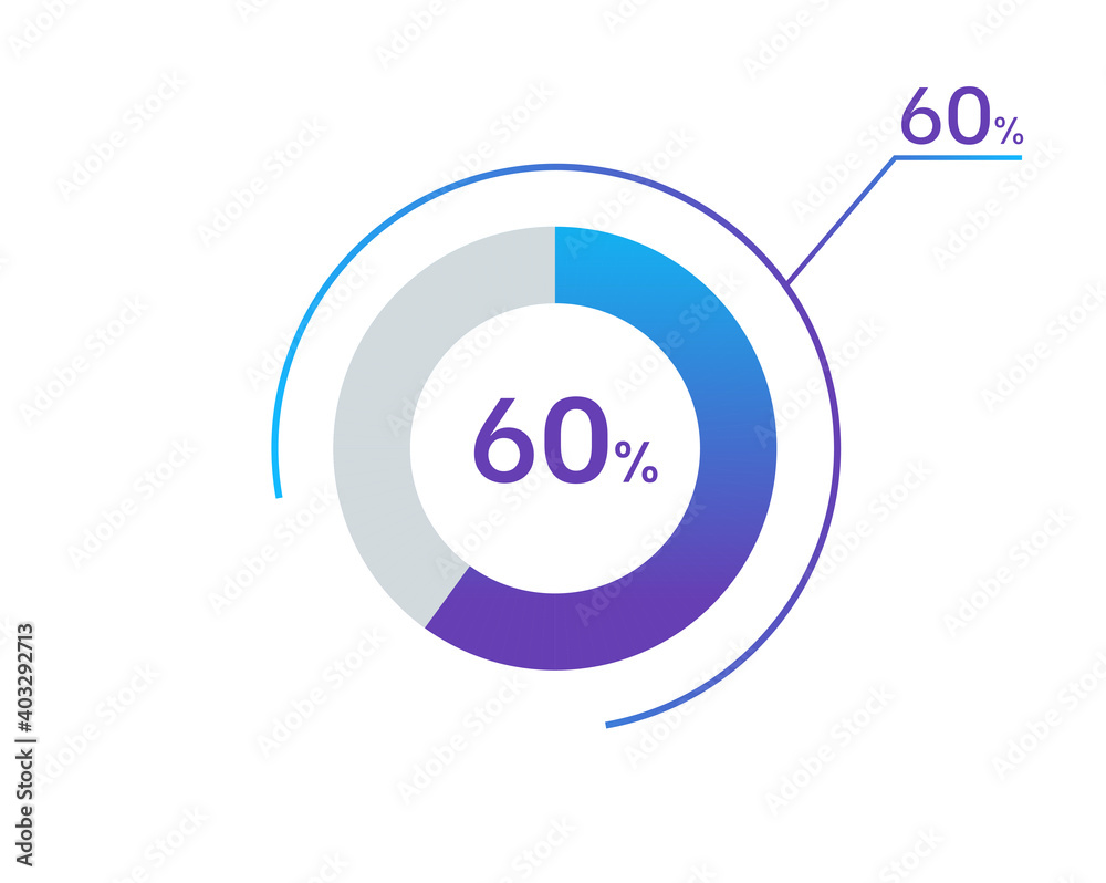 60 percents pie chart infographic elements. 60% percentage infographic ...