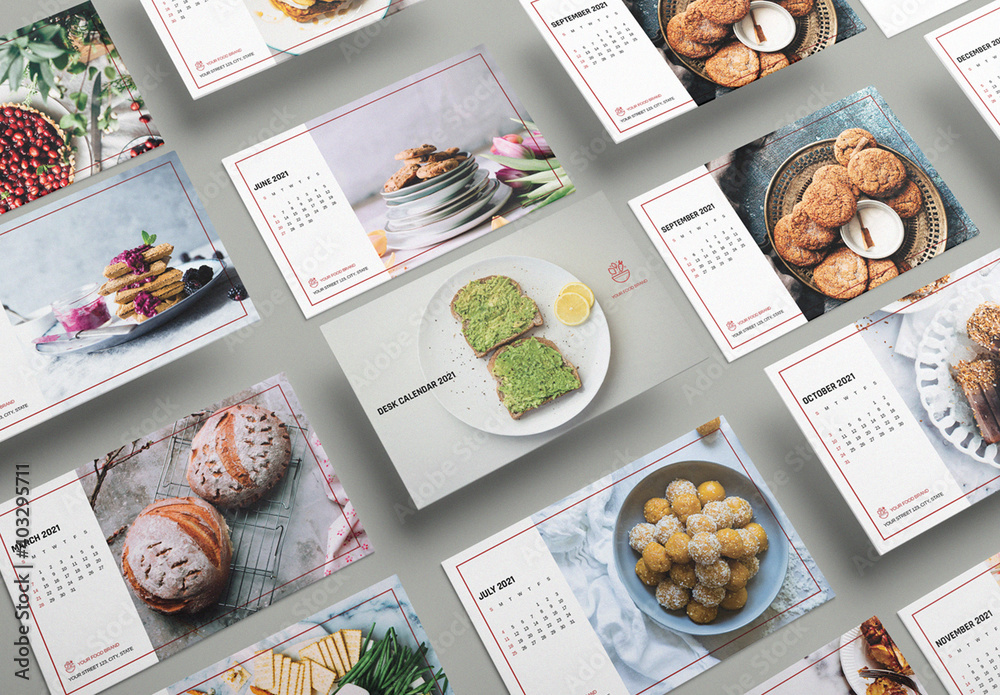 Food Desk 2021 Calendar Layout Stock Template | Adobe Stock
